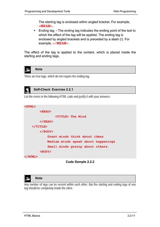 UNIT 2.2 Web Programming HTML Basics - Benchmark standard | PDF