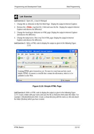 UNIT 2.2 Web Programming HTML Basics - Benchmark standard | PDF