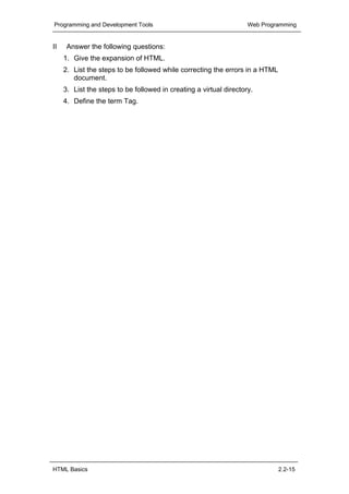 UNIT 2.2 Web Programming HTML Basics - Benchmark standard | PDF