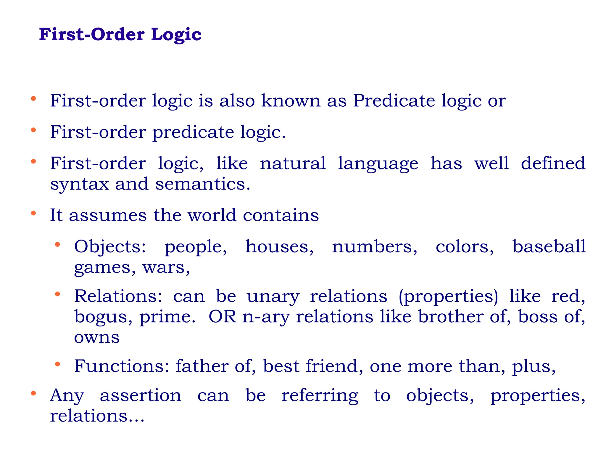 M04_01 First Order Logic ai 5th sem .ppt