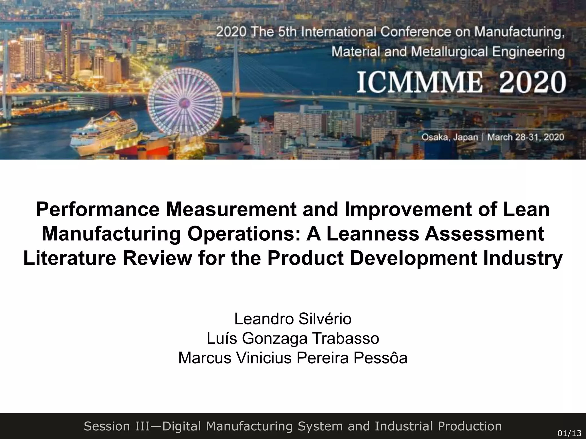 Performance Measurement and Improvement of Lean Manufacturing ...