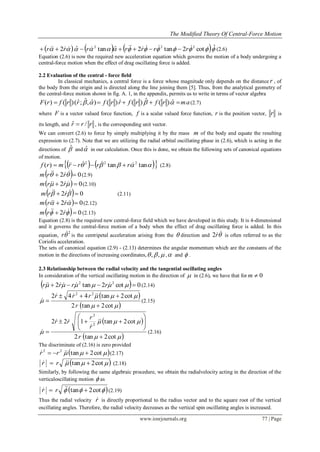 The Modified Theory of Central-Force Motion | PDF