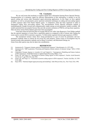 Identifying the Coding and Non Coding Regions of DNA Using Spectral Analysis | PDF