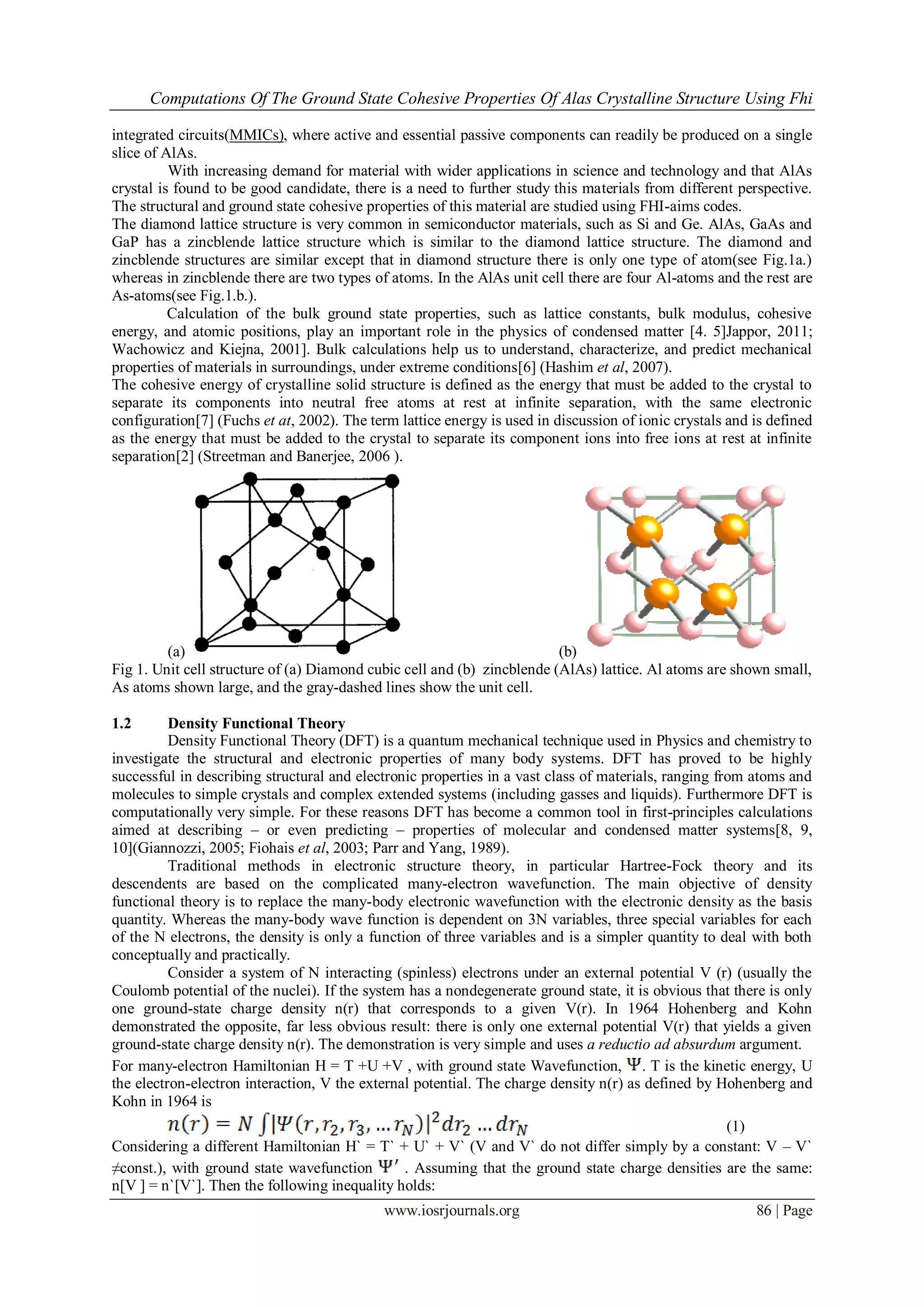 Computations of the Ground State Cohesive Properties Of Alas ...