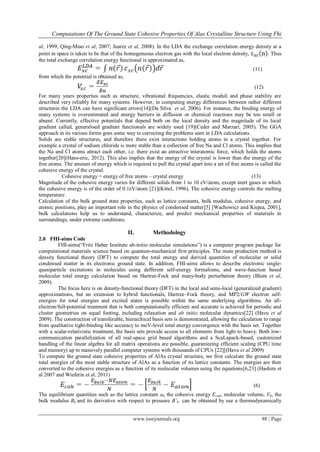 Computations of the Ground State Cohesive Properties Of Alas Crystalline Structure Using Fhi ...