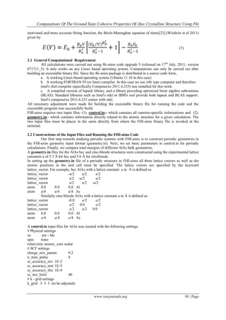 Computations of the Ground State Cohesive Properties Of Alas Crystalline Structure Using Fhi ...