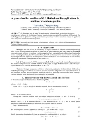 A generalized bernoulli sub-ODE Method and Its applications for nonlinear evolution equation | PDF