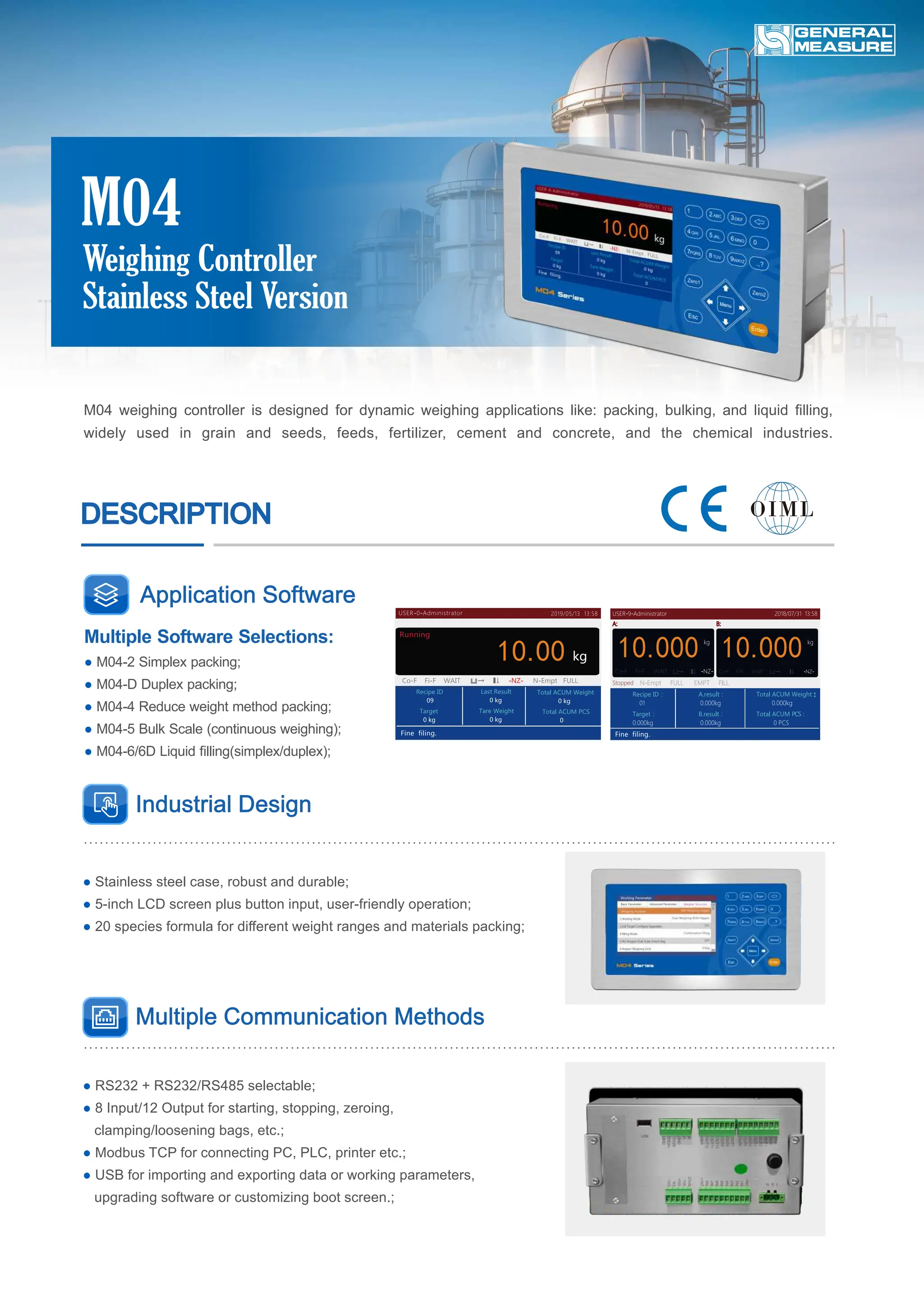 M04 Weighing Controller Stainless Steel Version Catalog.pdf | Computing ...