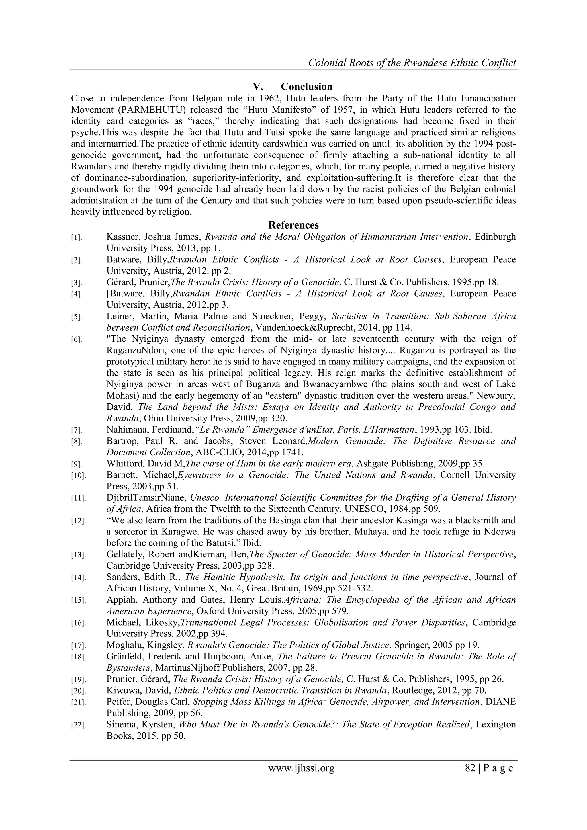 Colonial Roots of the Rwandese Ethnic Conflict | PDF