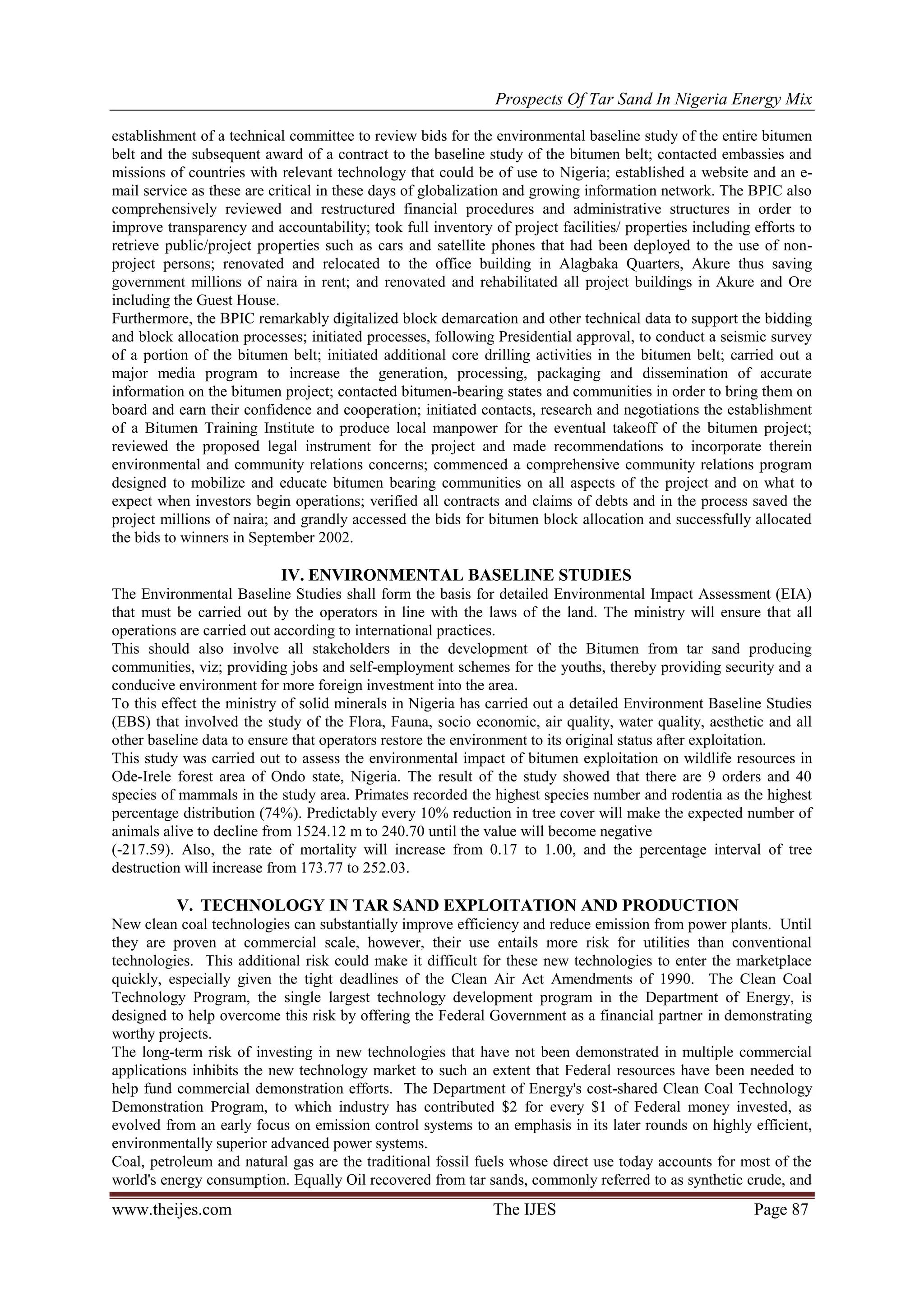 Prospects of Tar Sand in Nigeria Energy Mix | PDF