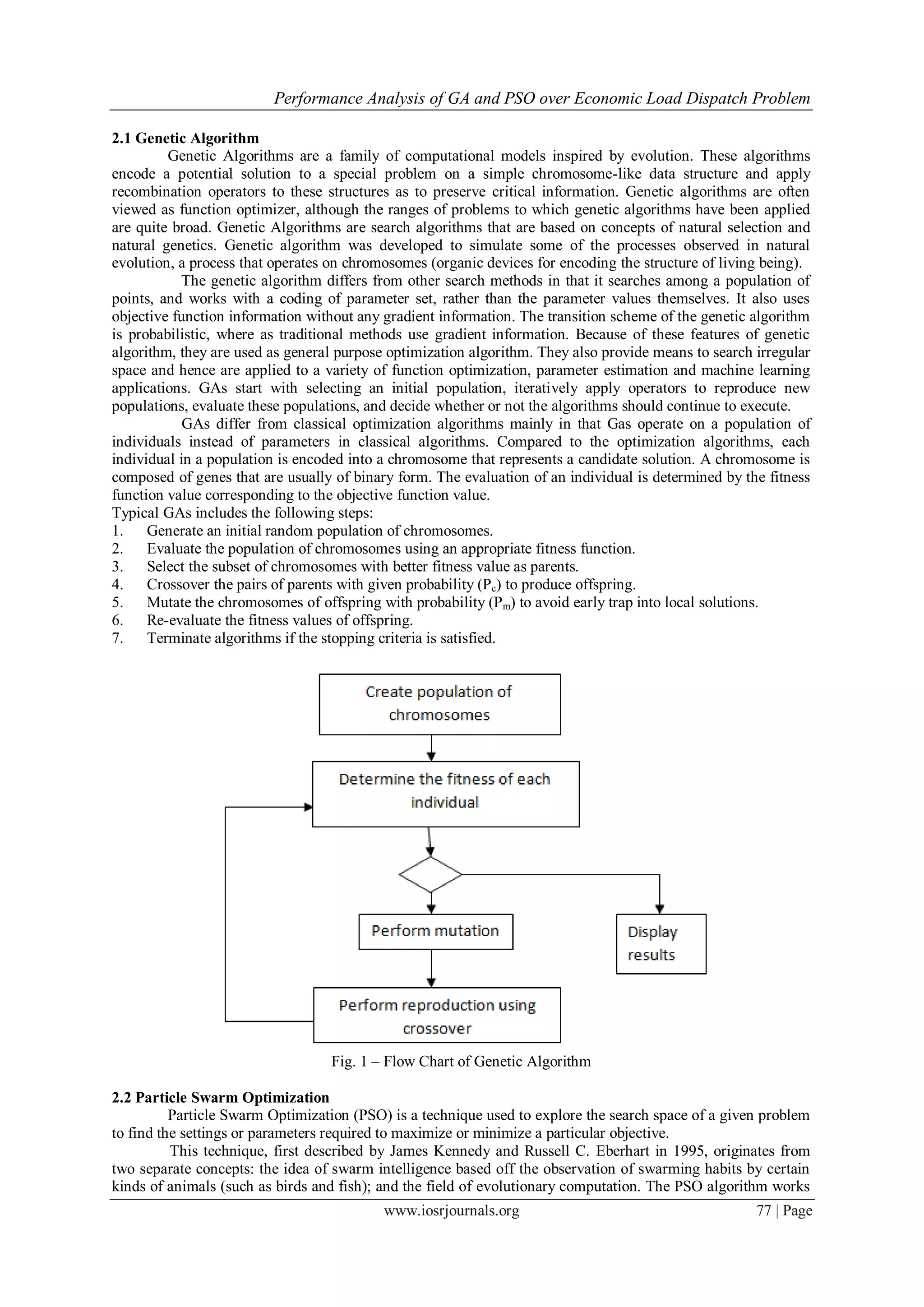 Performance Analysis of GA and PSO over Economic Load Dispatch Problem | PDF