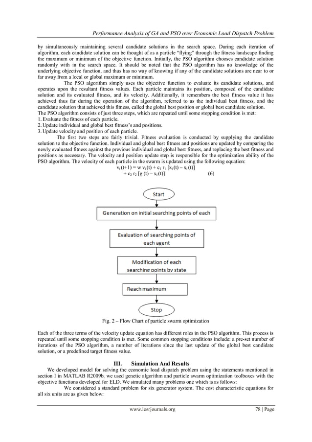 Performance Analysis of GA and PSO over Economic Load Dispatch Problem | PDF