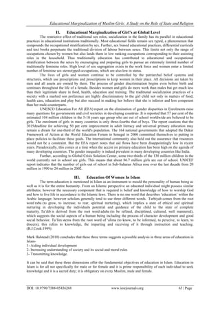 Educational Marginalization of Muslim Girls: A Study on the Role of ...