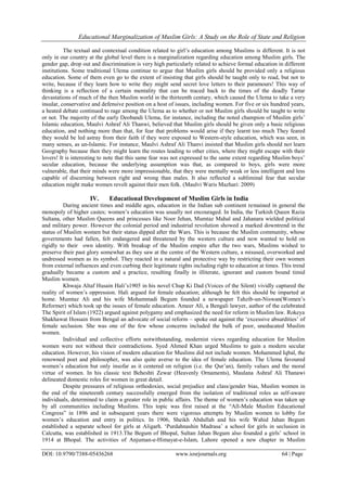 Educational Marginalization of Muslim Girls: A Study on the Role of ...