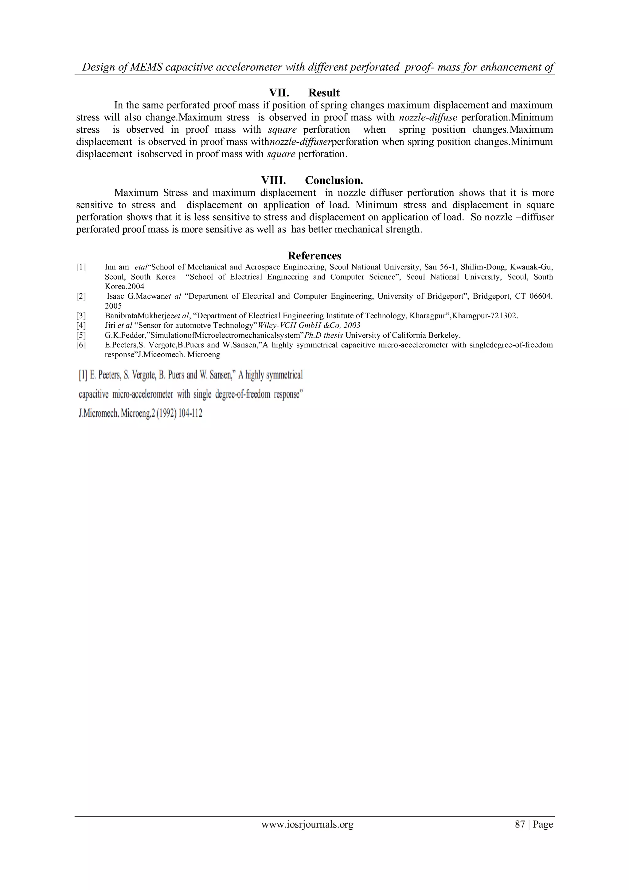 Design of MEMS capacitive accelerometer with different perforated proof ...