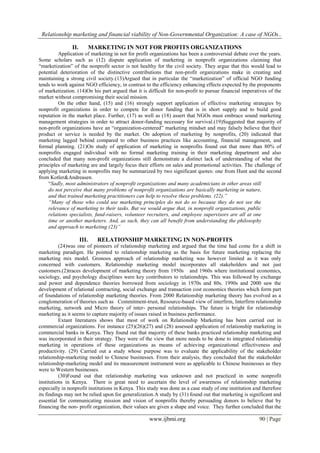 Relationship marketing and financial viability of NonGovernmental Organization: A case of NGOs ...