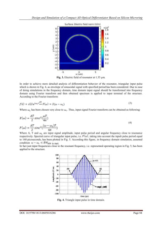 Design and Simulation of a Compact All-Optical Differentiator Based on Silicon Microring ...