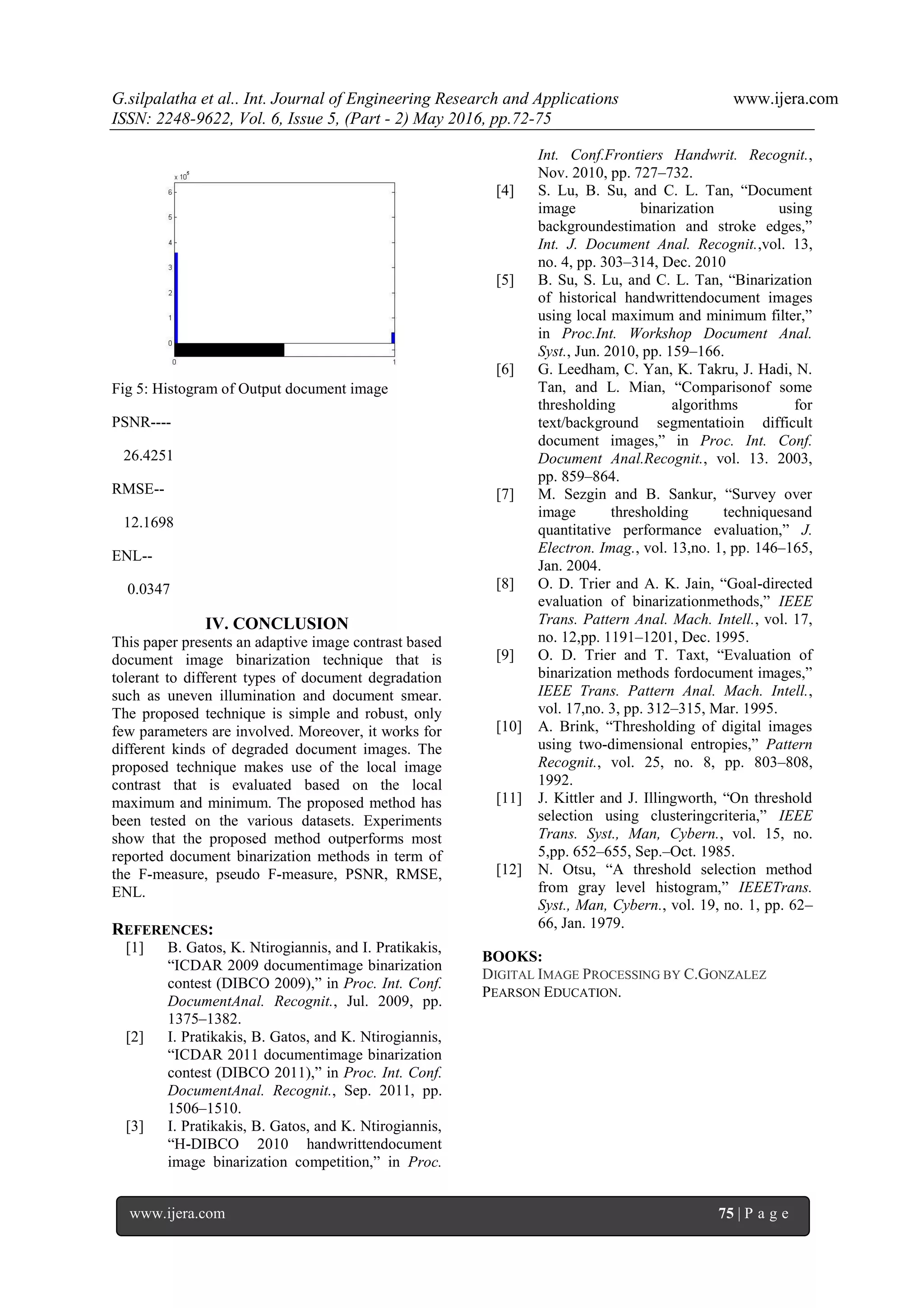 Binarization of Document Image | PDF