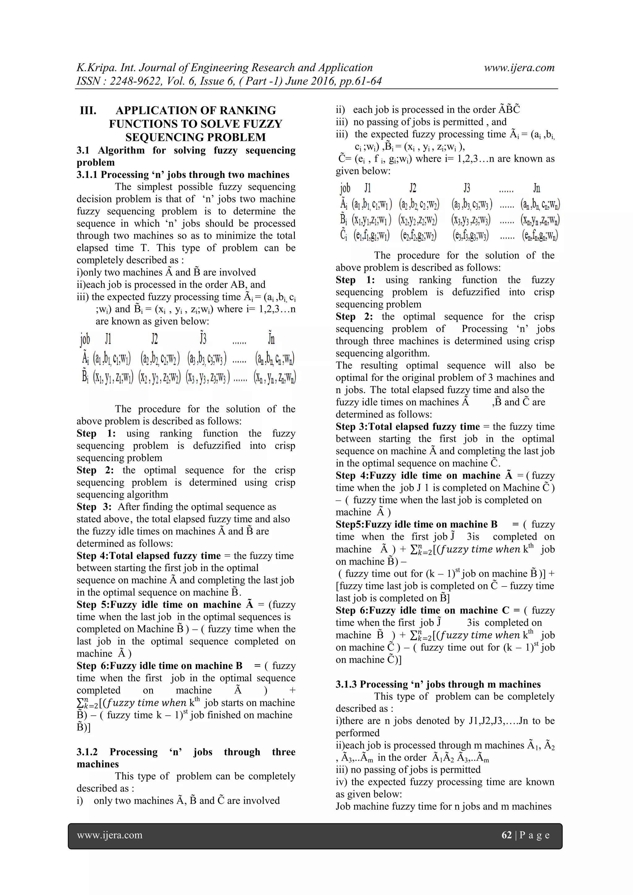 Fuzzy Sequencing Problem Using Generalized Triangular Fuzzy Numbers | PDF
