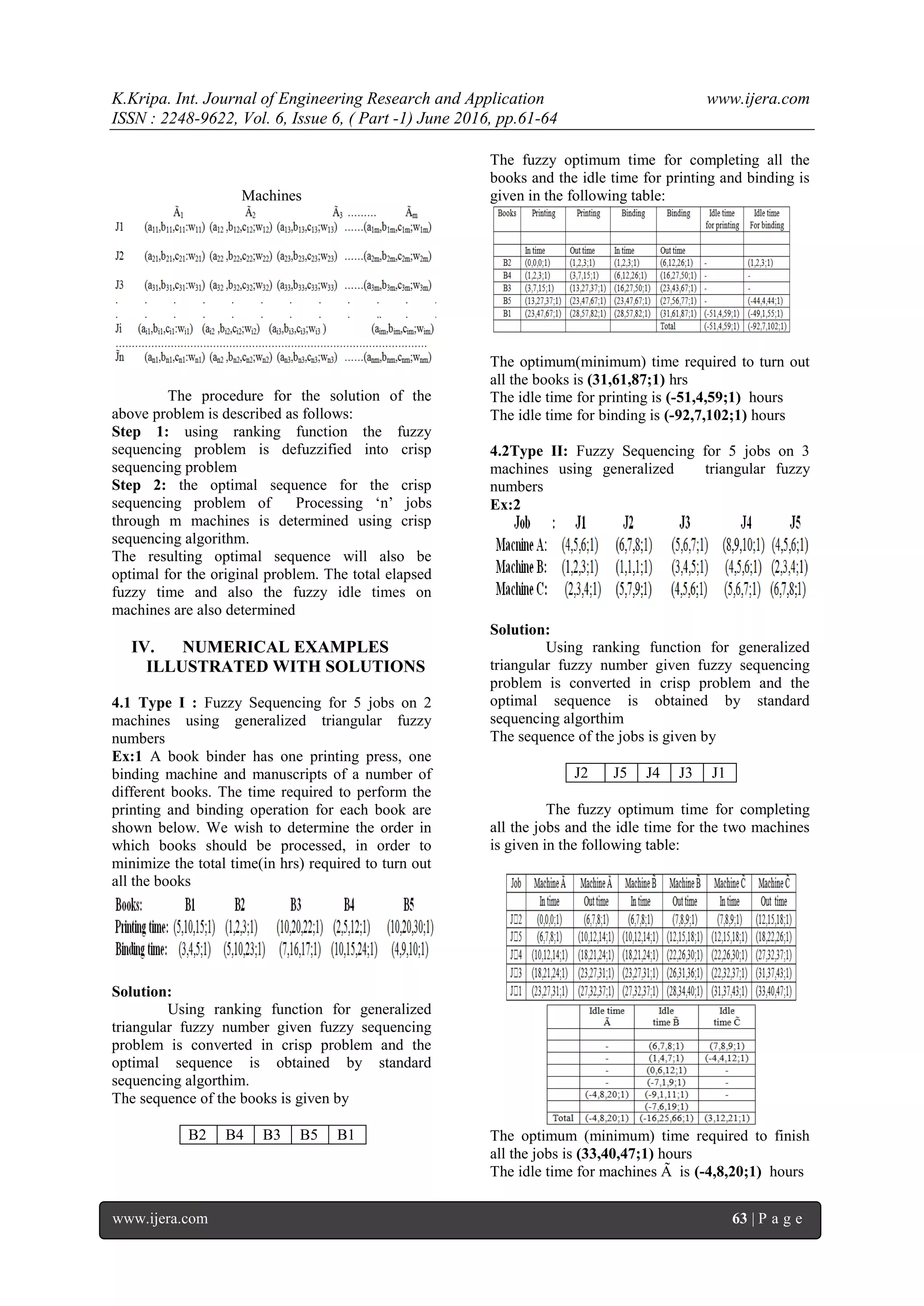 Fuzzy Sequencing Problem Using Generalized Triangular Fuzzy Numbers | PDF