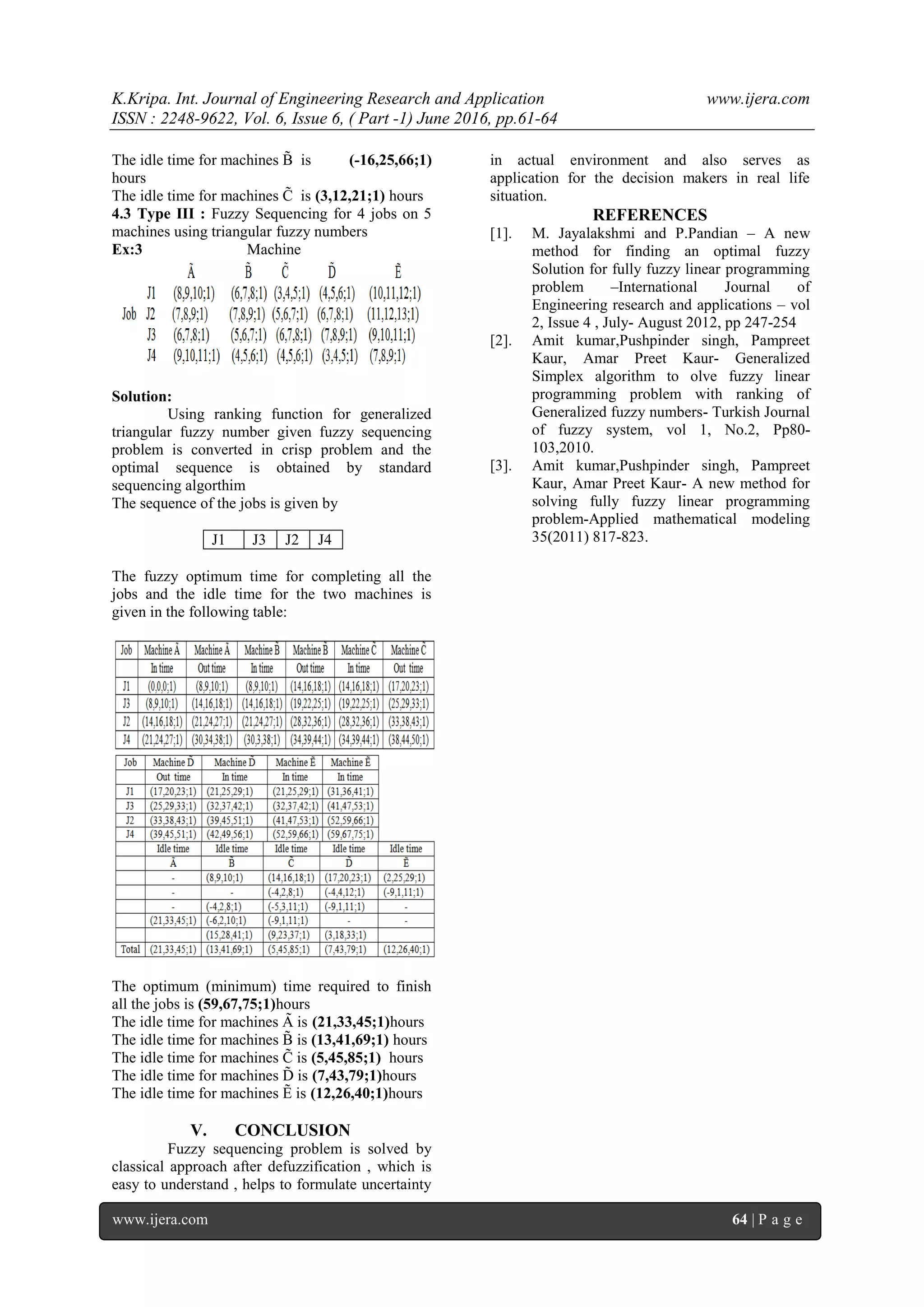 Fuzzy Sequencing Problem Using Generalized Triangular Fuzzy Numbers | PDF