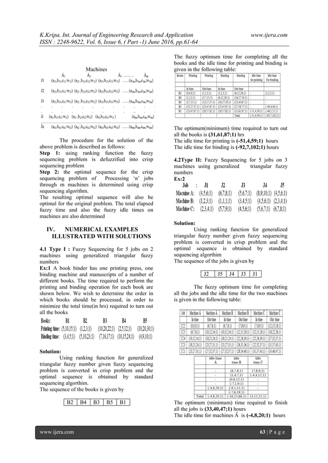 Fuzzy Sequencing Problem Using Generalized Triangular Fuzzy Numbers Pdf