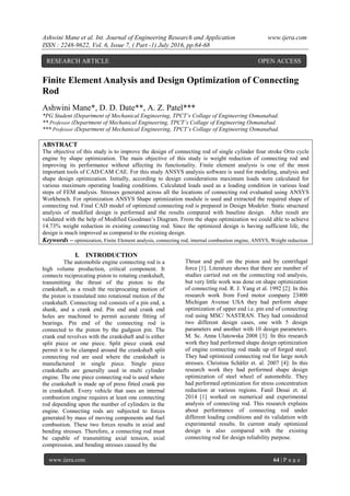 Finite Element Analysis and Design Optimization of Connecting Rod | PDF