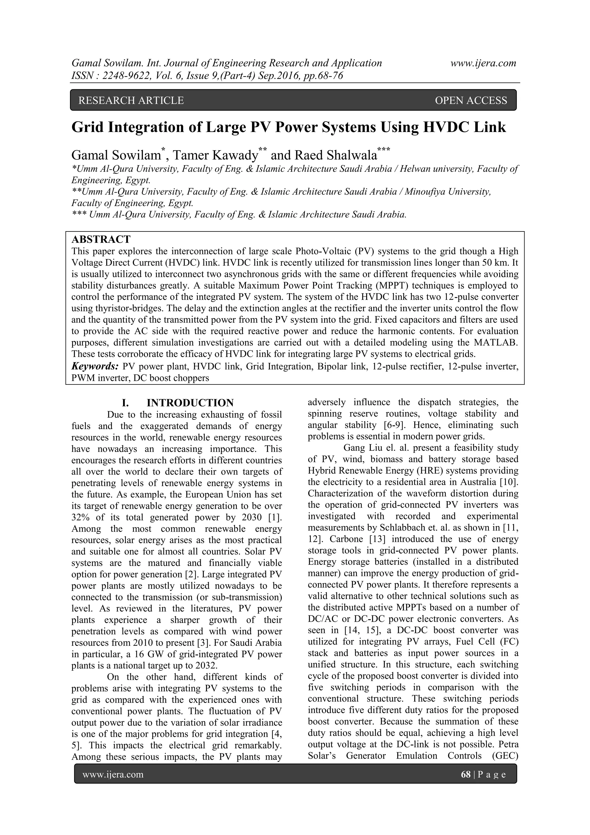 Grid Integration of Large PV Power Systems Using HVDC Link | PDF