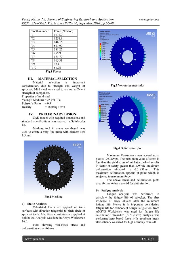 Design Optimization Of Chain Sprocket Using Finite Element Analysis | PDF
