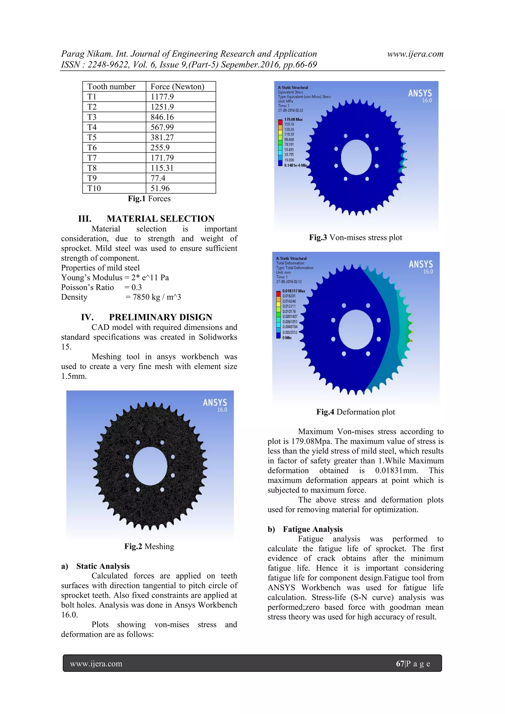 Design Optimization Of Chain Sprocket Using Finite Element Analysis | PDF
