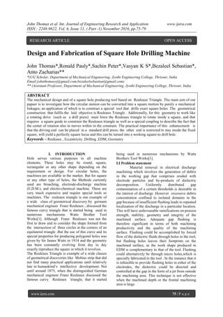 Design and Fabrication of Square Hole Drilling Machine | PDF