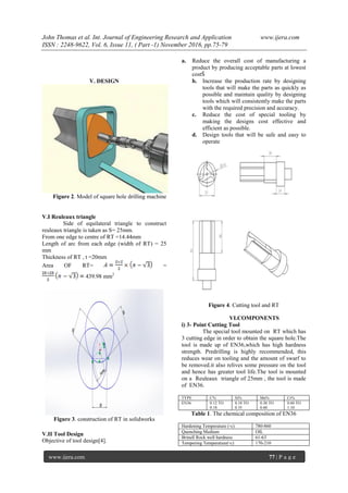 Design and Fabrication of Square Hole Drilling Machine | PDF