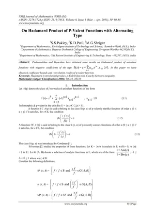 On Hadamard Product of P-Valent Functions with Alternating Type | PDF | Physics | Science
