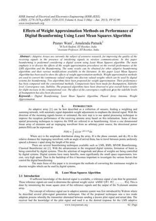 Effects of Weight Approximation Methods on Performance of Digital Beamforming Using Least Mean ...