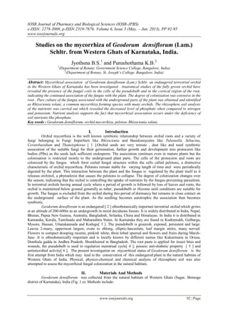 Studies on the mycorrhiza of Geodorum densiflorum (Lam.) Schltr. from ...