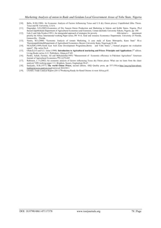 Marketing Analysis of onion in Bade and Geidam Local Government Areas ...