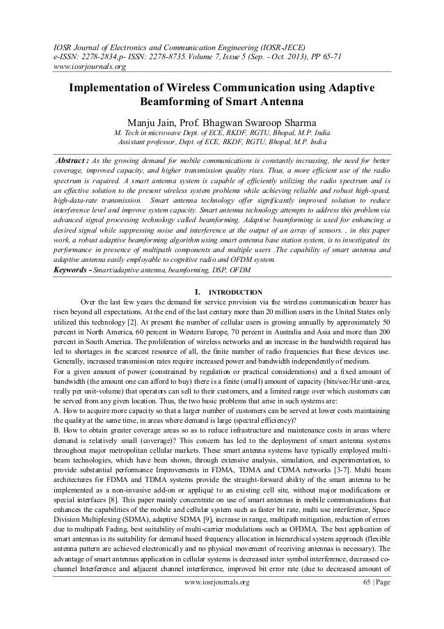 Implementation of Wireless Communication using Adaptive Beamforming o…