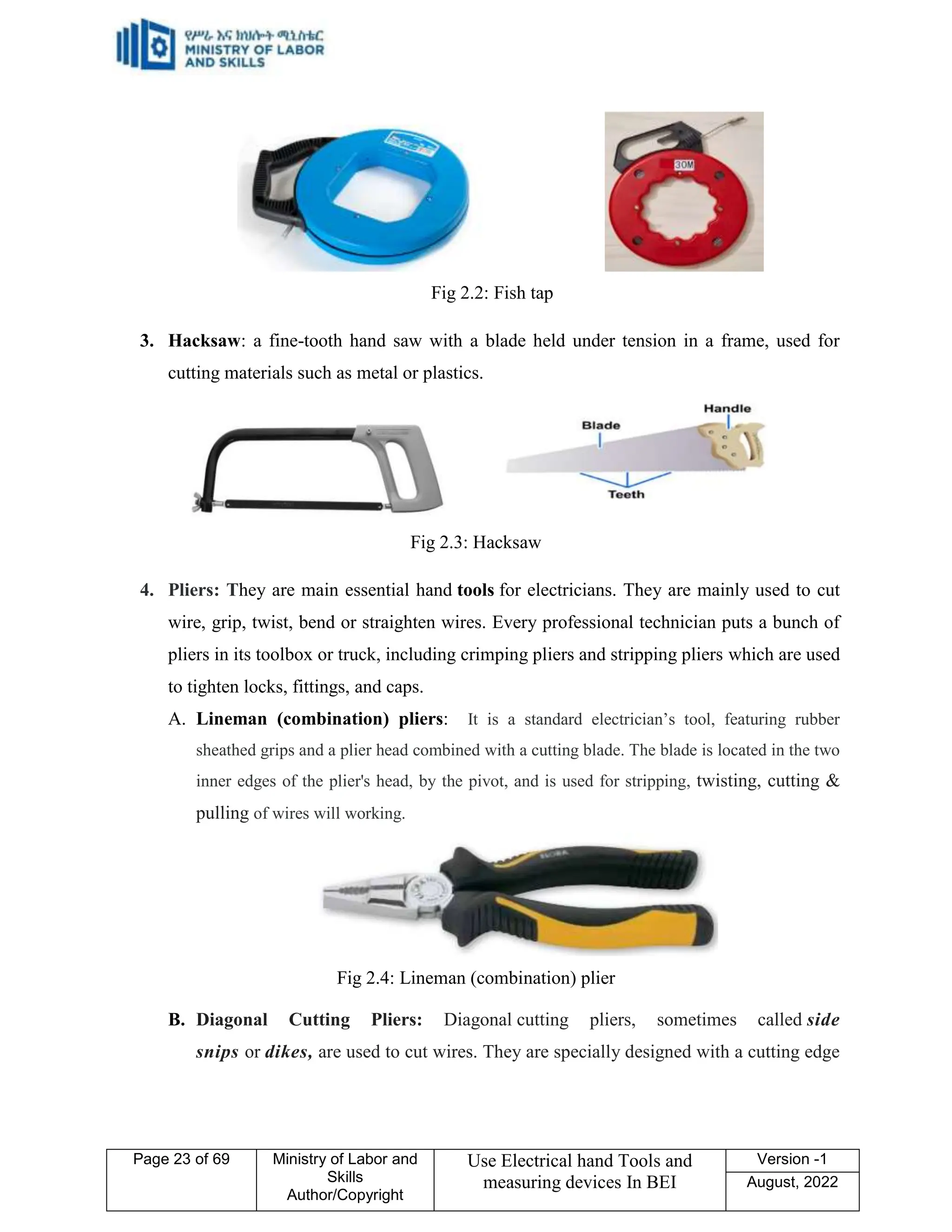 M07 Electrical hand Tools - Copy.for level one | DOC