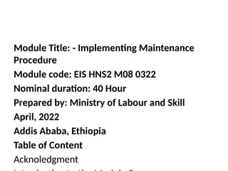 M08-introduction of Maintenance-Procedure.pptx