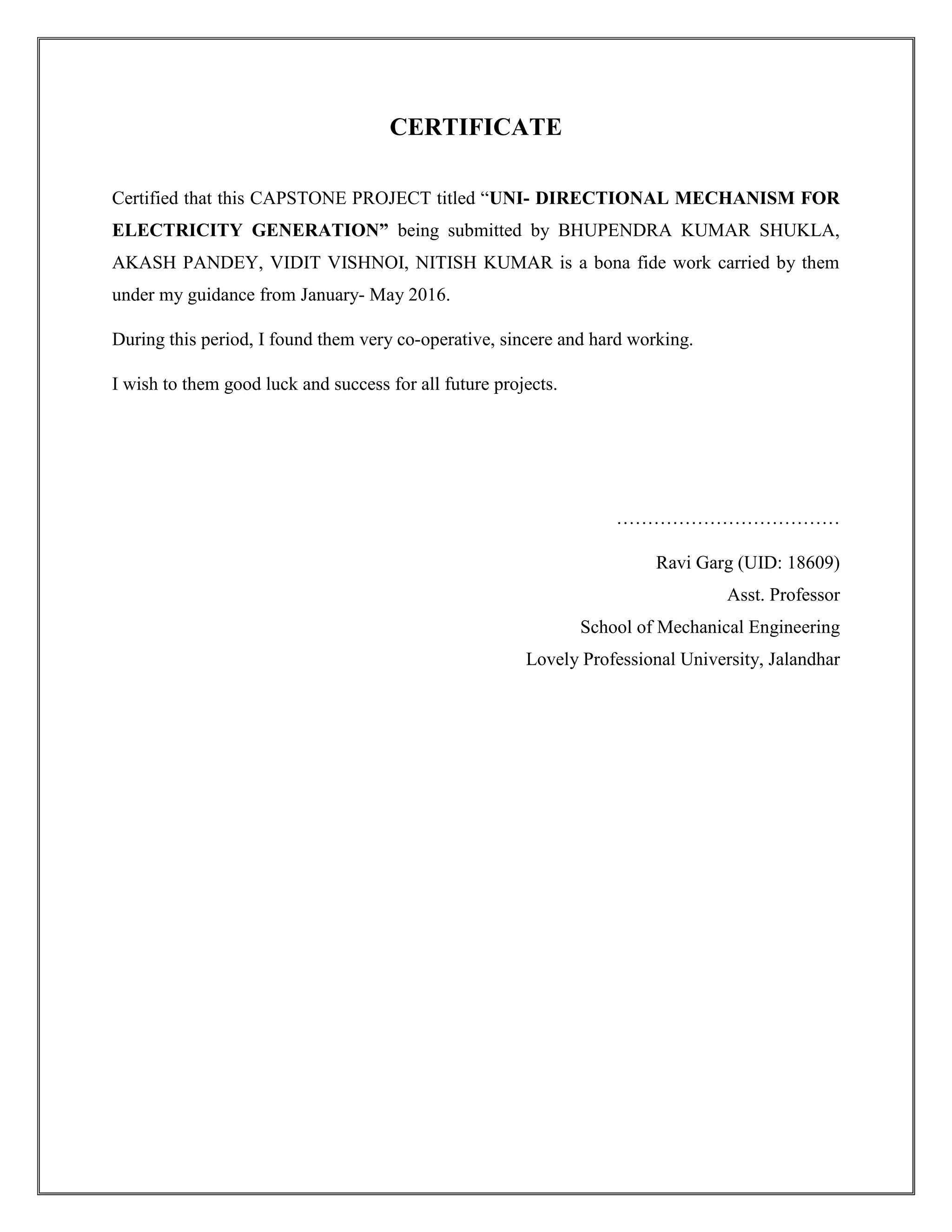 Uni Directional Drive Mechanism | PDF