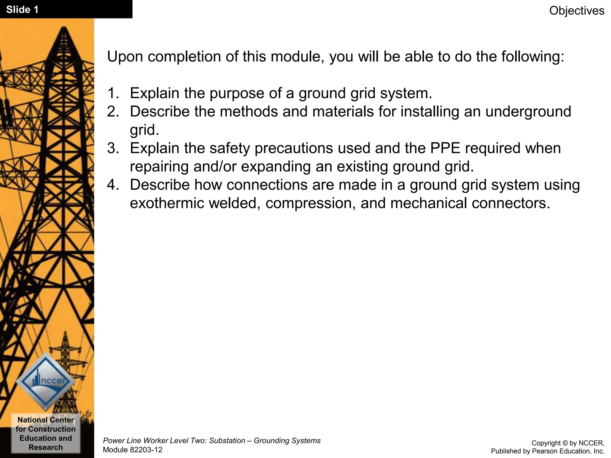 Module Nine - Grounding Systems - NCCER Substation Slides | PPTX