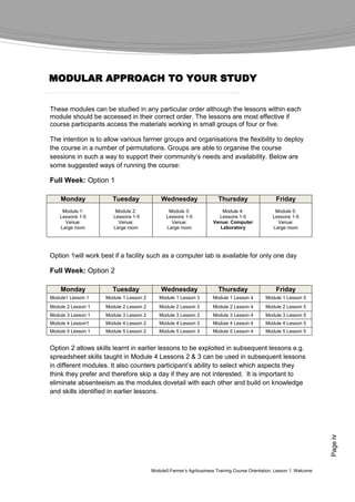 Farmer's Agribusiness Training Course: Module O - Orientation | DOCX