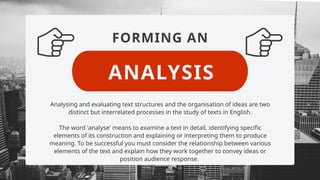 Analyzing and Evaluating Text Structures | PPTX