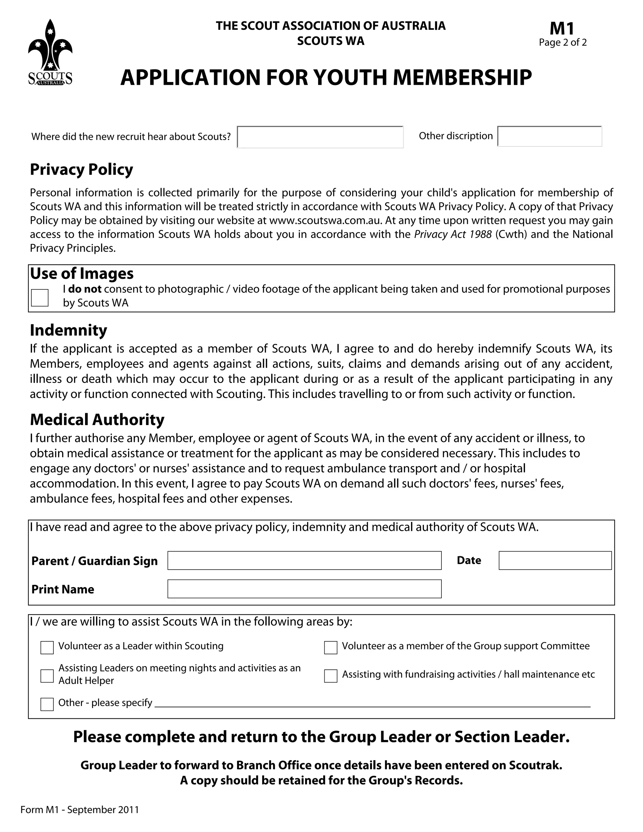 M1 -application_for_youth_membership_-_sep11 | PDF