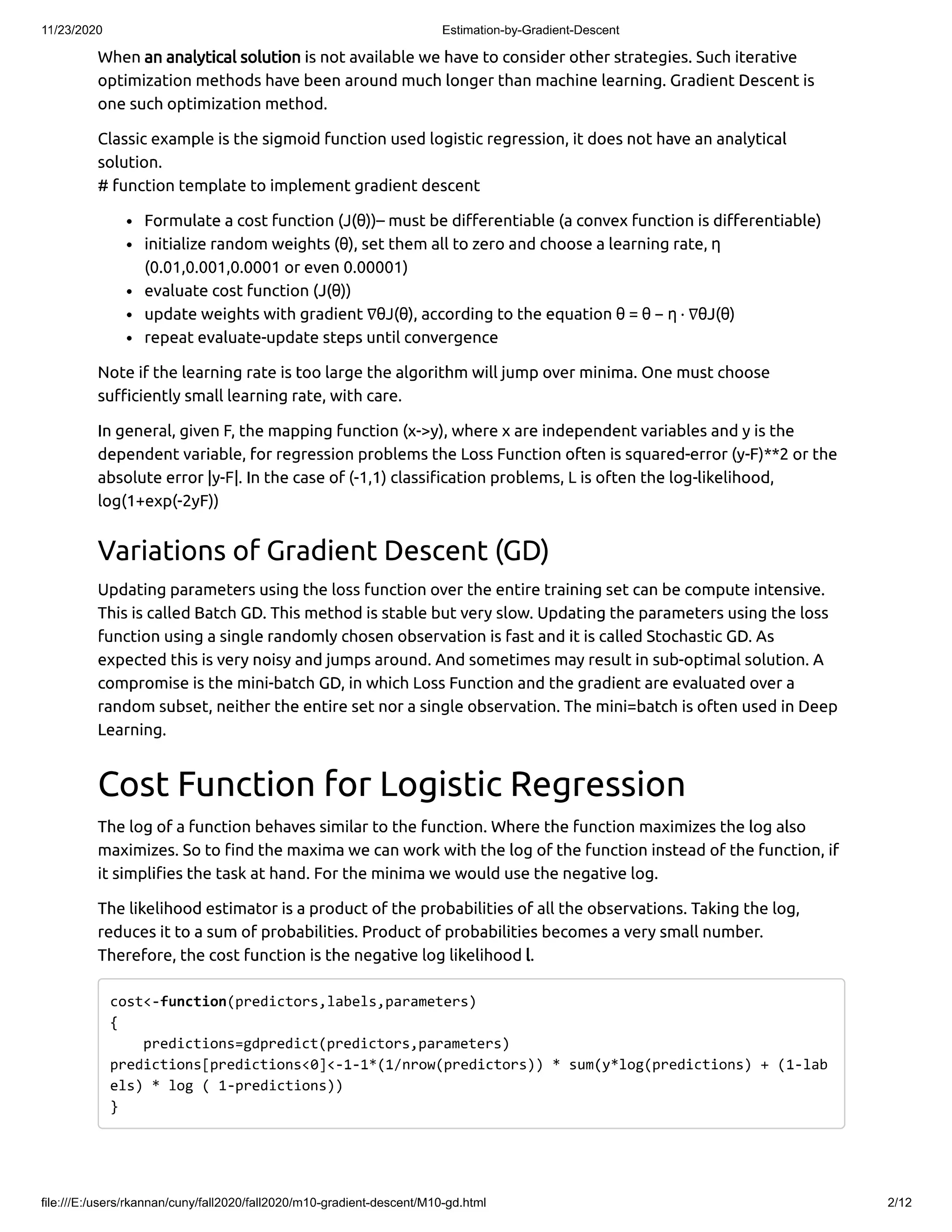 M10 gradient descent | PDF