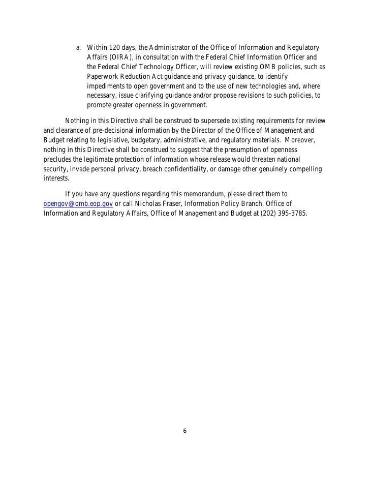Open Government Directive Memo