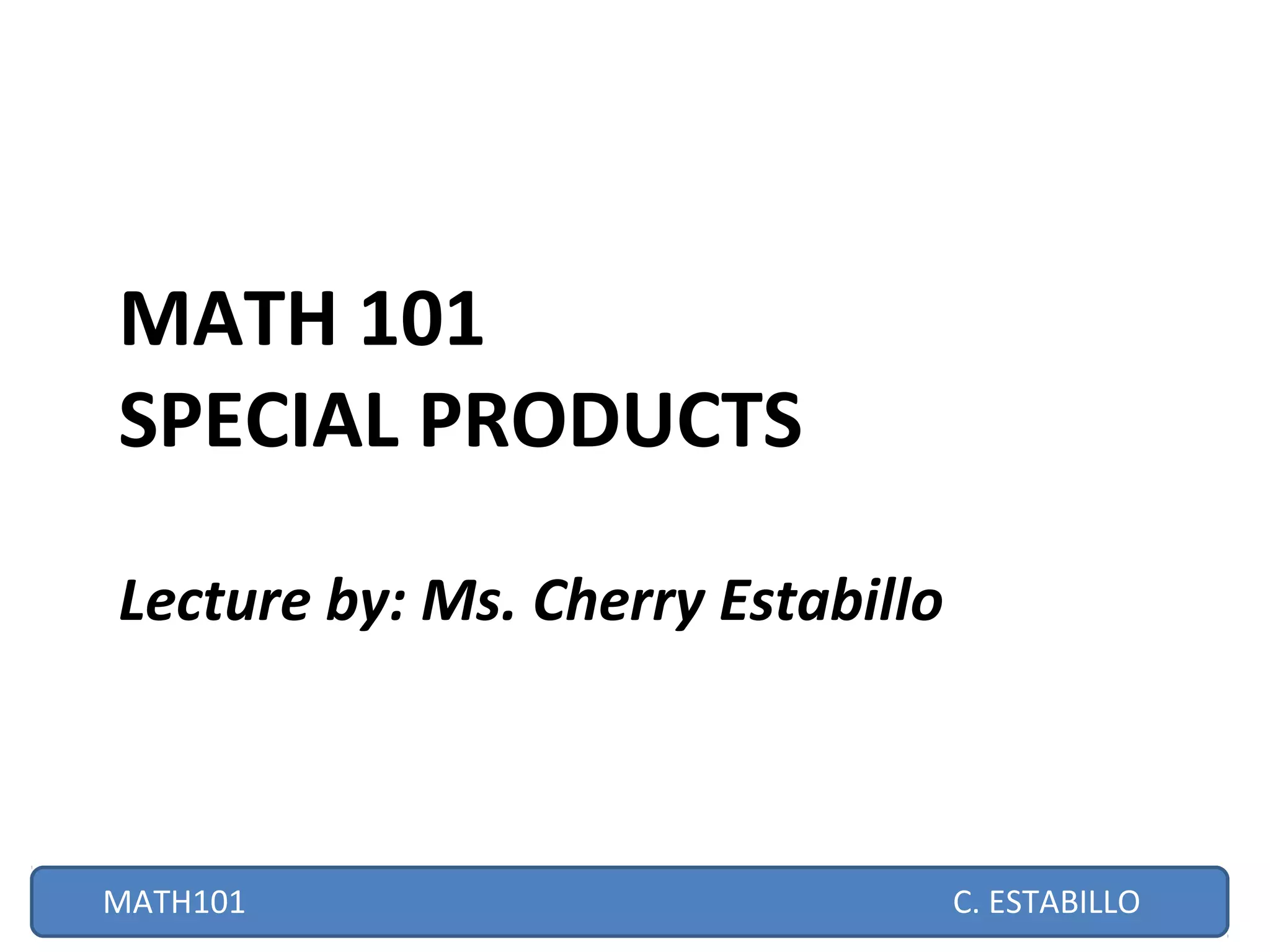 Special Products | PPT