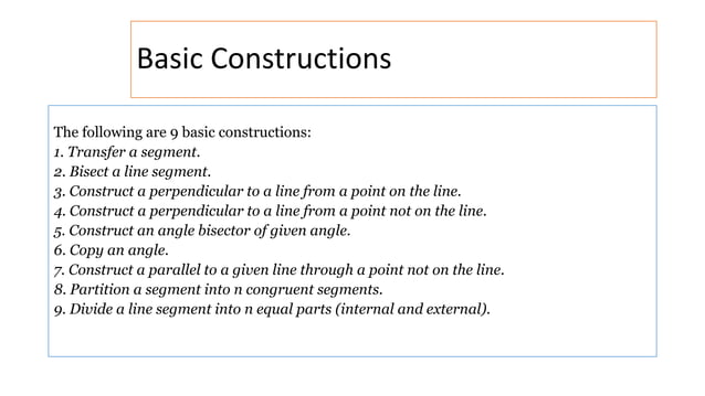 Straightedge & Compass Constructions: Modern Geometry | PPTX