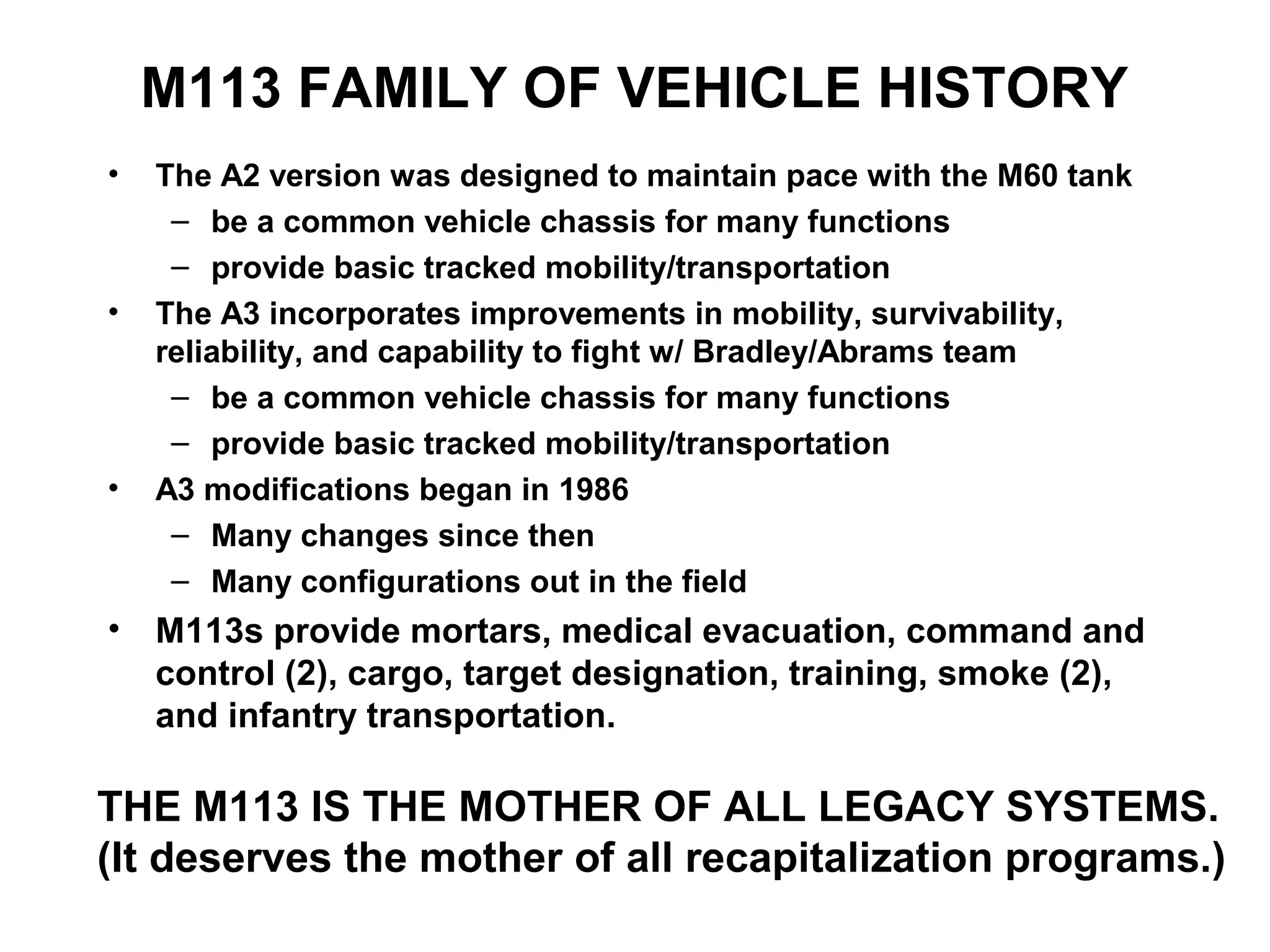 M113 Gavin Platform Performance Demonstration (PPD) Brief | PPT