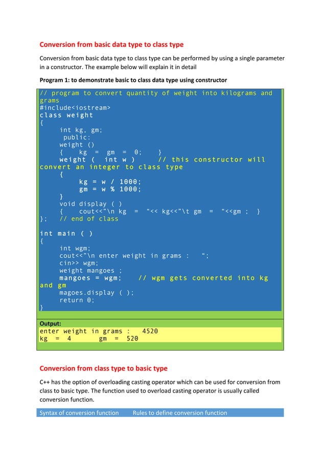 M11 operator overloading and type conversion | PDF